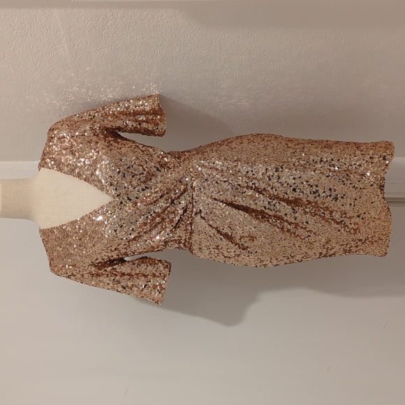 French Connection | Dresses | French Connection Gold Sequin Deep V ...